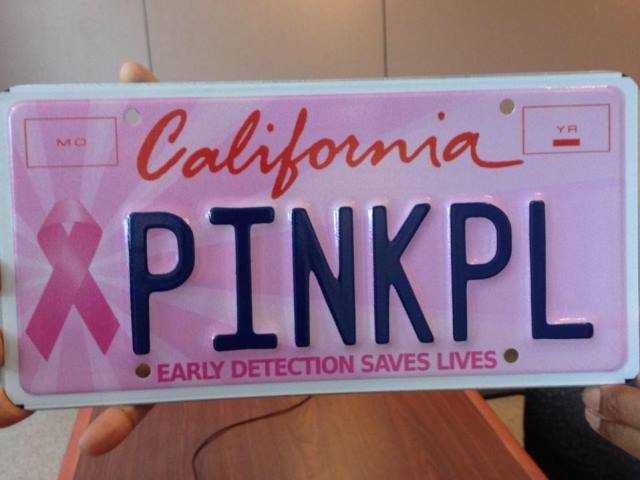Pink license plates offered for Breast Cancer Awareness Month